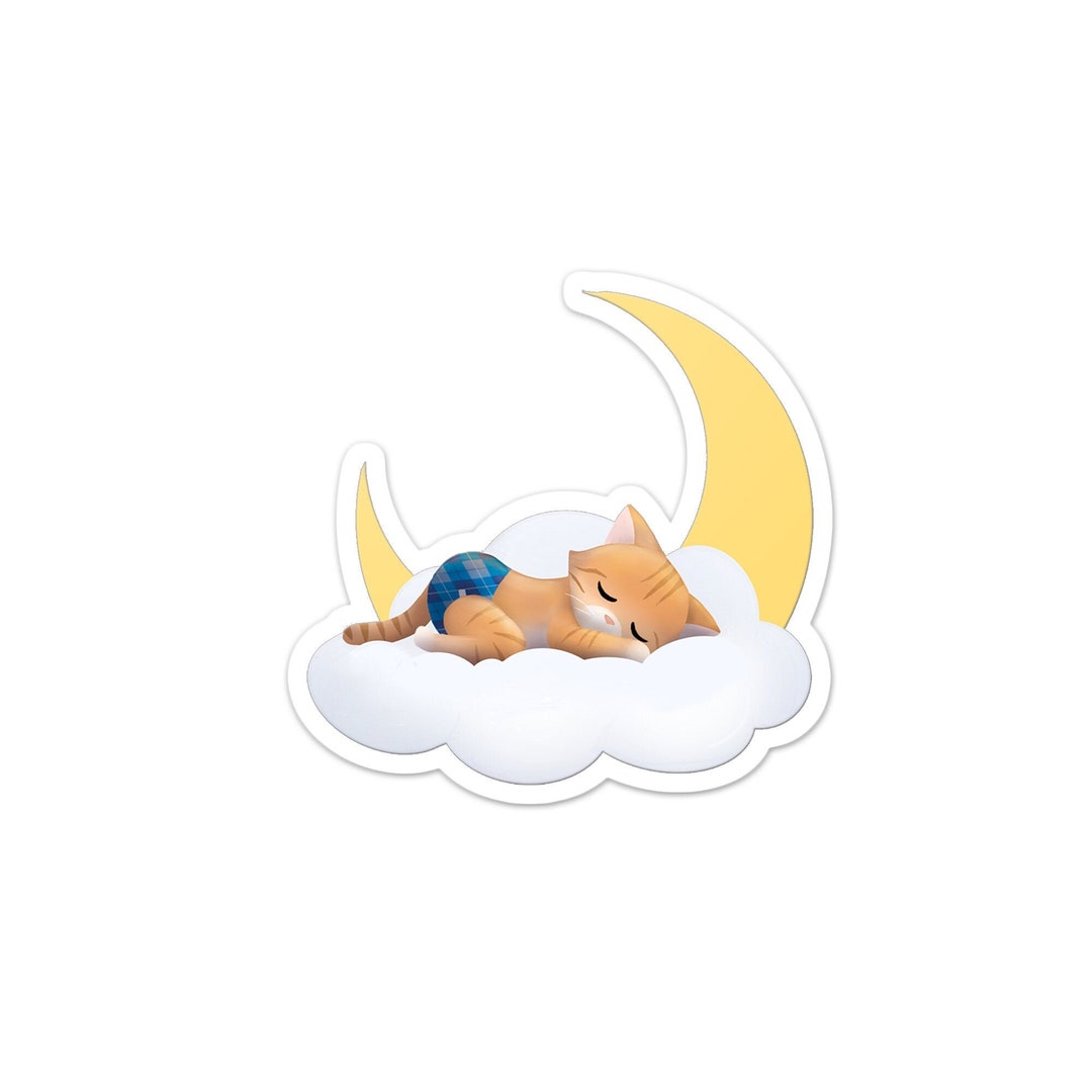 Sleeping Kitties - Reecie - Vinyl Sticker, Sleeping Ginger Tabby Cat on ...