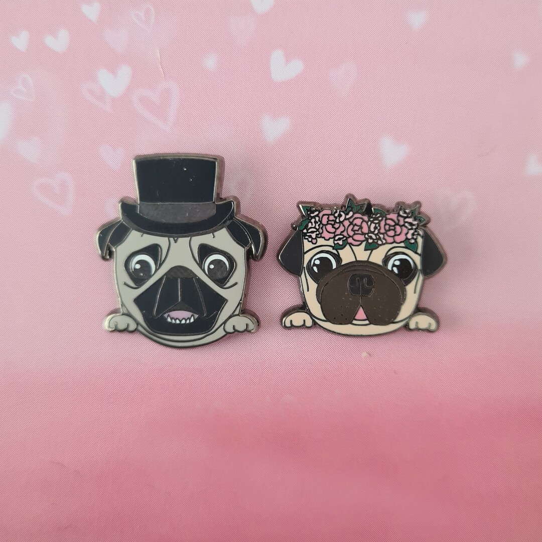 Pair of Pugs Small Enamel Pins - Etsy Australia