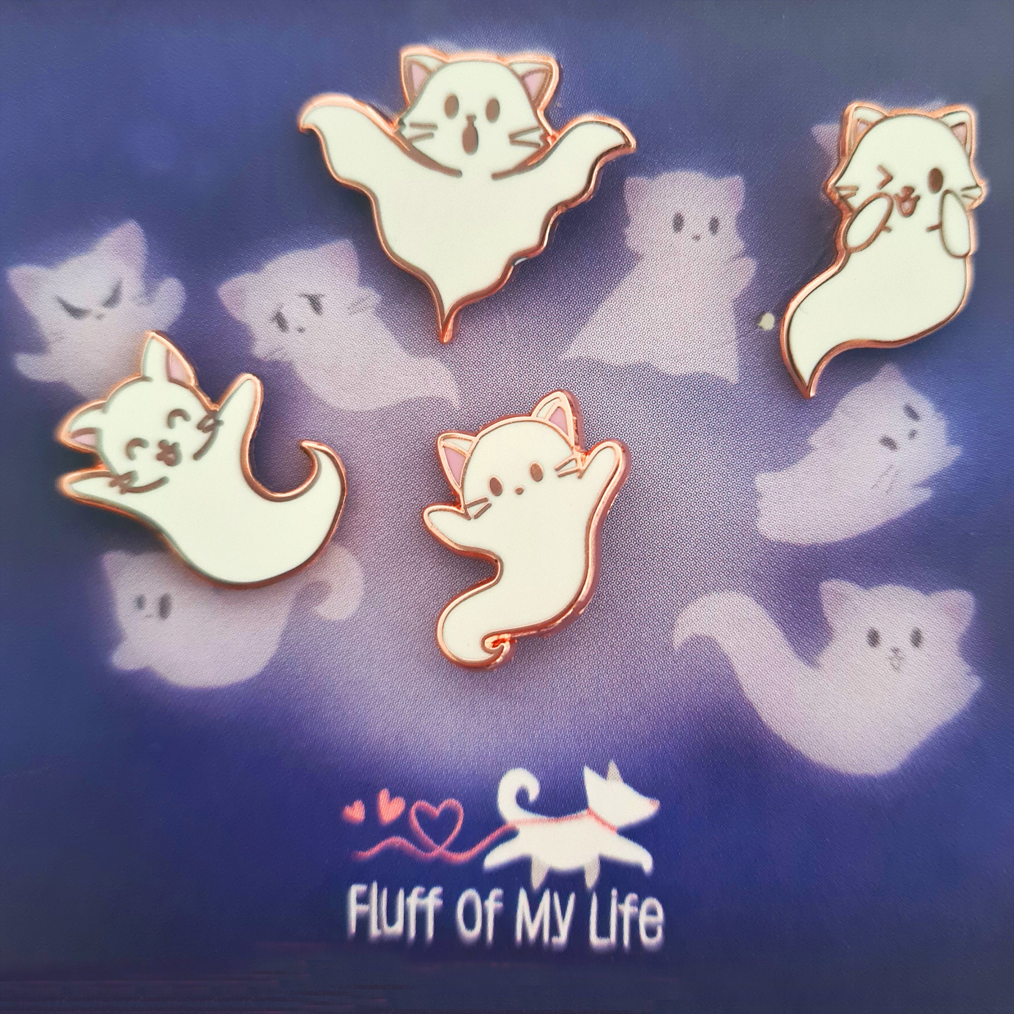 Ghost Kitty Tiny Enamel Pin halloween Cat Lapel Pin Hard | Etsy