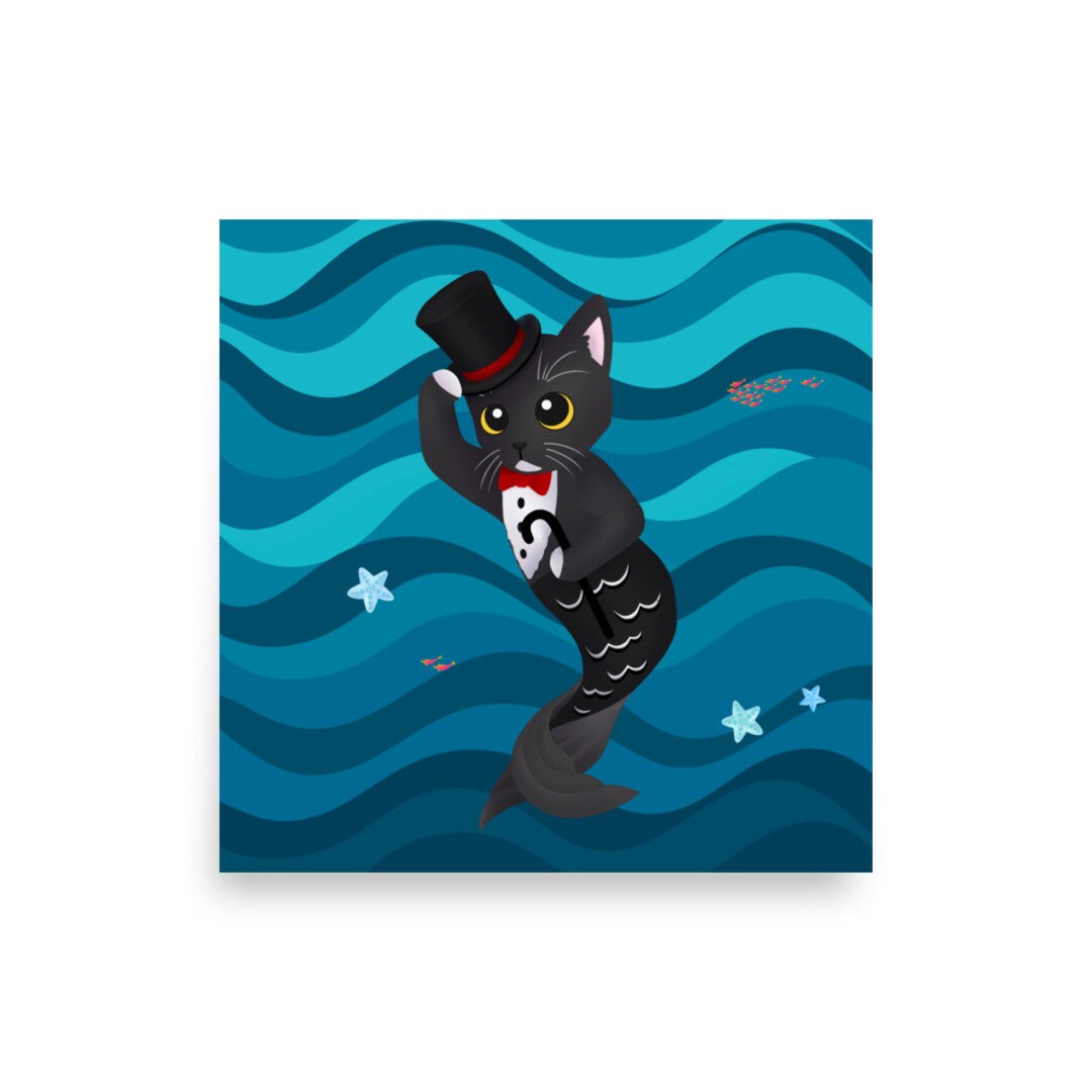 Purrmaid of the Month (mar 2022), Purrman Dapper Dan - Poster Print - Etsy