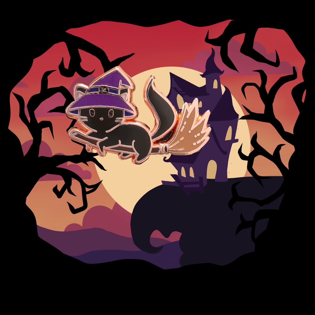 Witch Kitty Tiny Enamel Pin halloween Kawaii Cat Pin - Etsy