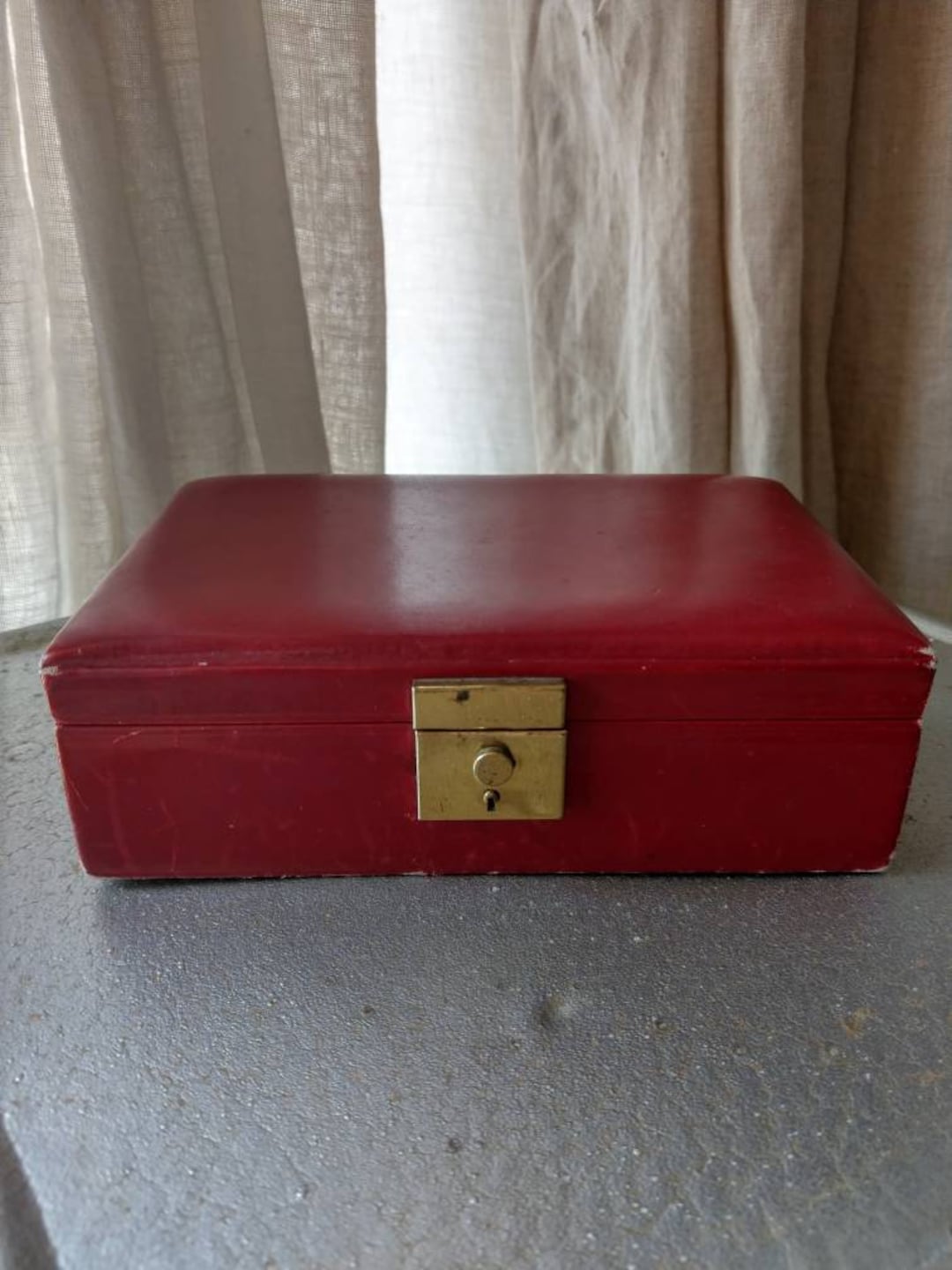 Vintage Red Jewelry Box - Etsy