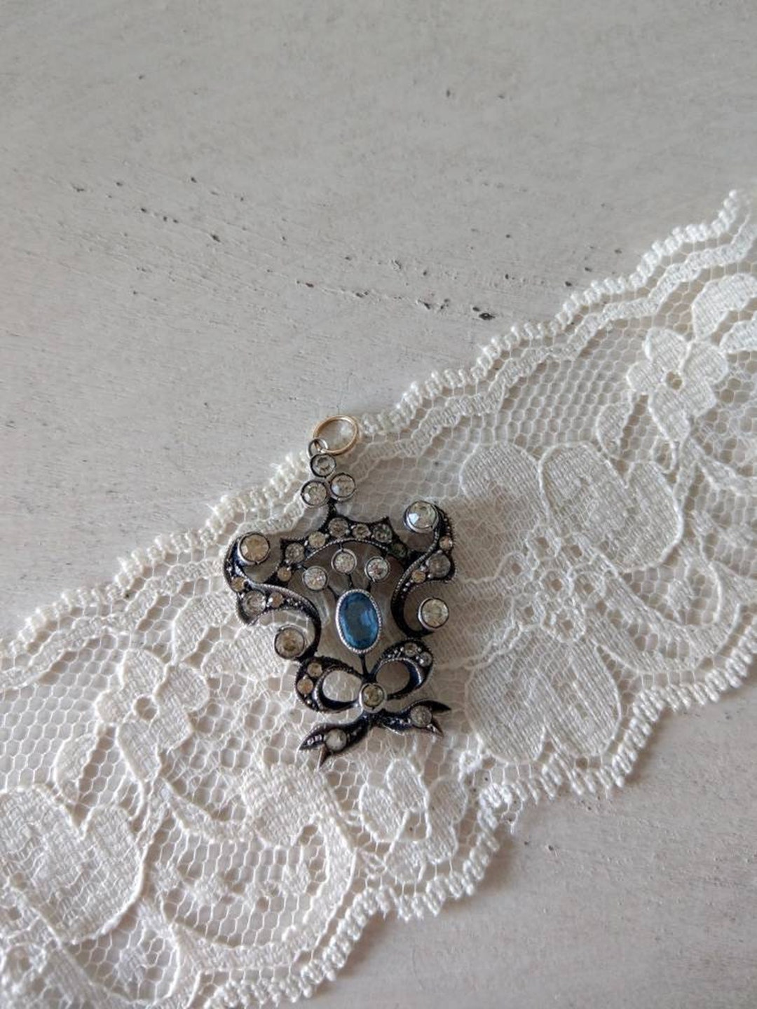 Antique Xixth Century Pendant With Blue Paste Stone - Etsy