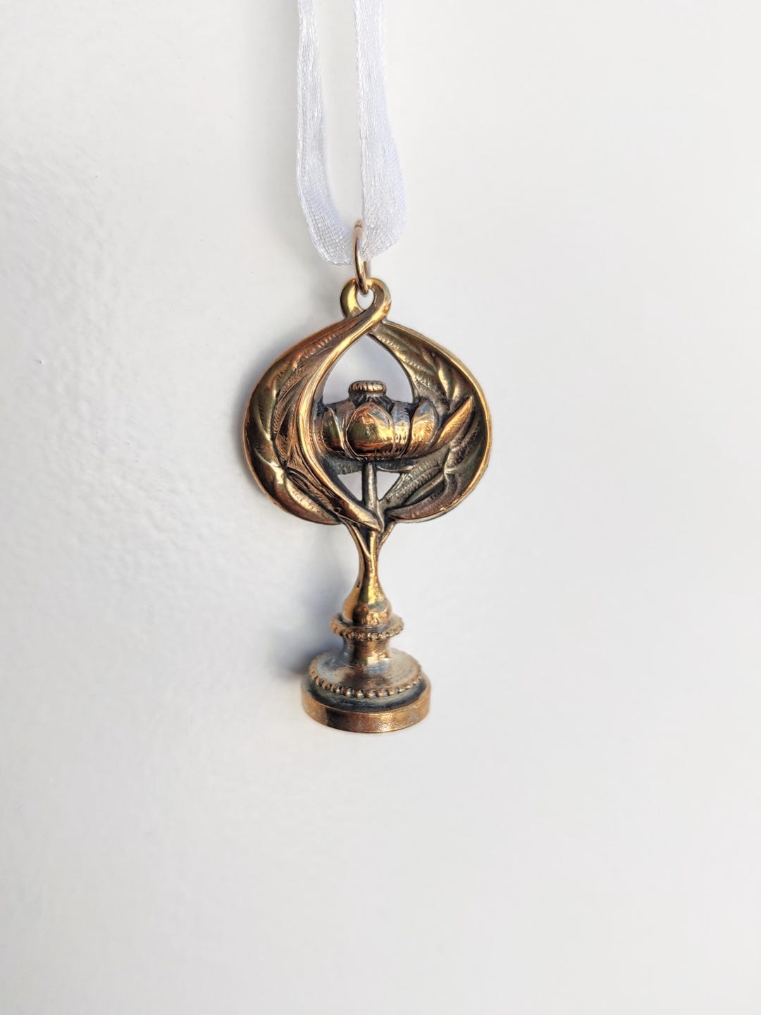 Antique Art Nouveau Seal / Pendant in Gilded Metal, Seal Initials BN ...