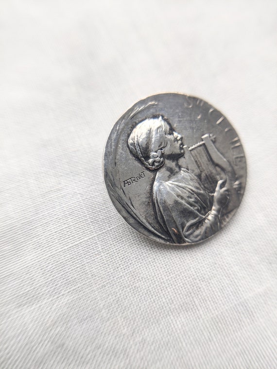 Antique Saint Cecilia French Art Nouveau silver brooc… - Gem