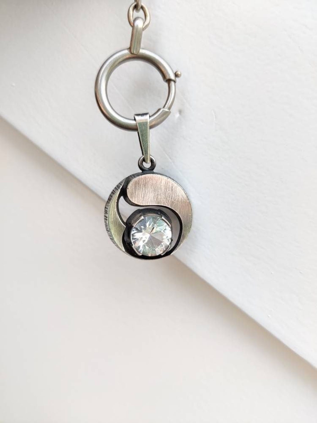 Sten and Laine Vintage Modernist Sterling Silver and Crystal Pendant ...