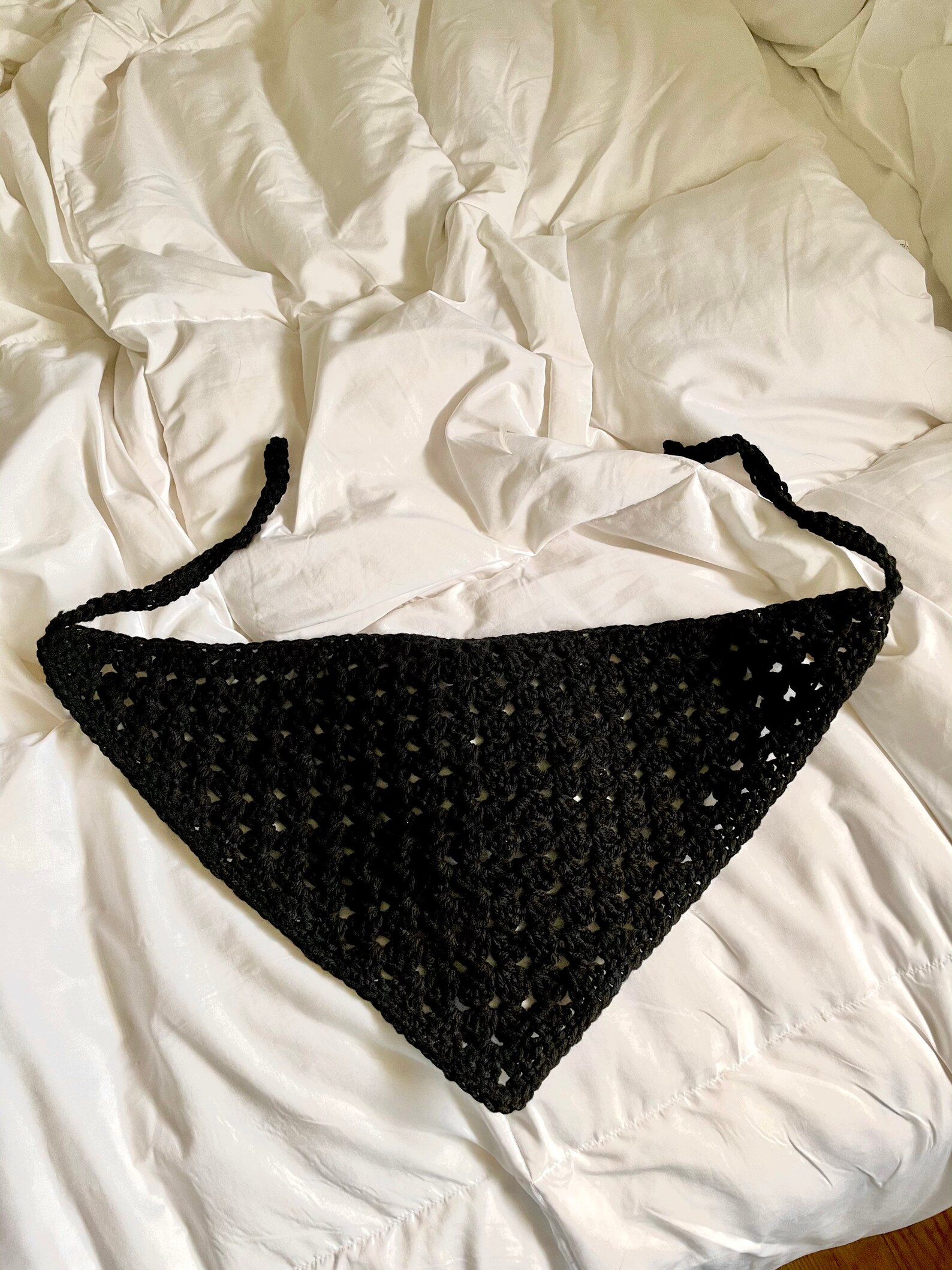 Solid Color Bandana: Handmade Crochet Bandana in Green Blue - Etsy