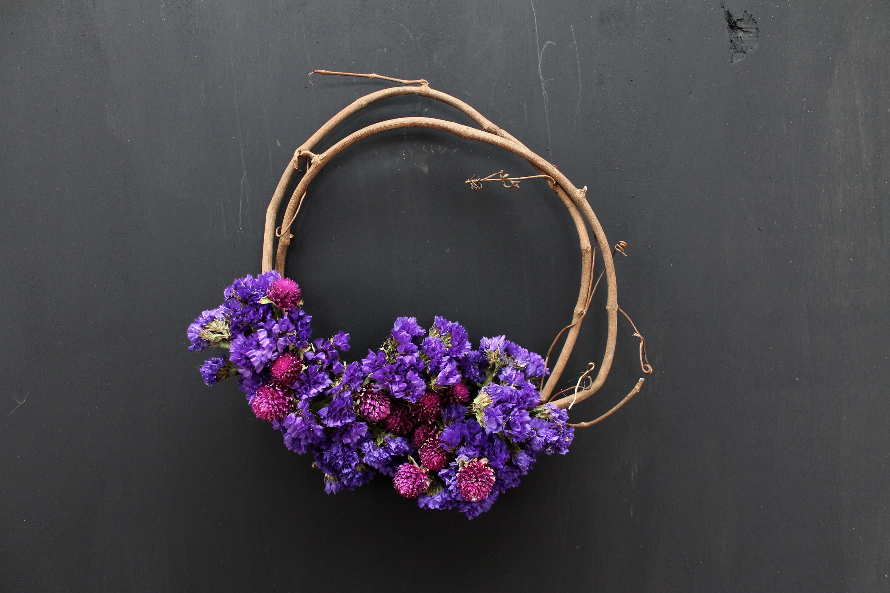 Dried Flower Wreath, Statice and Gomphrena - Etsy