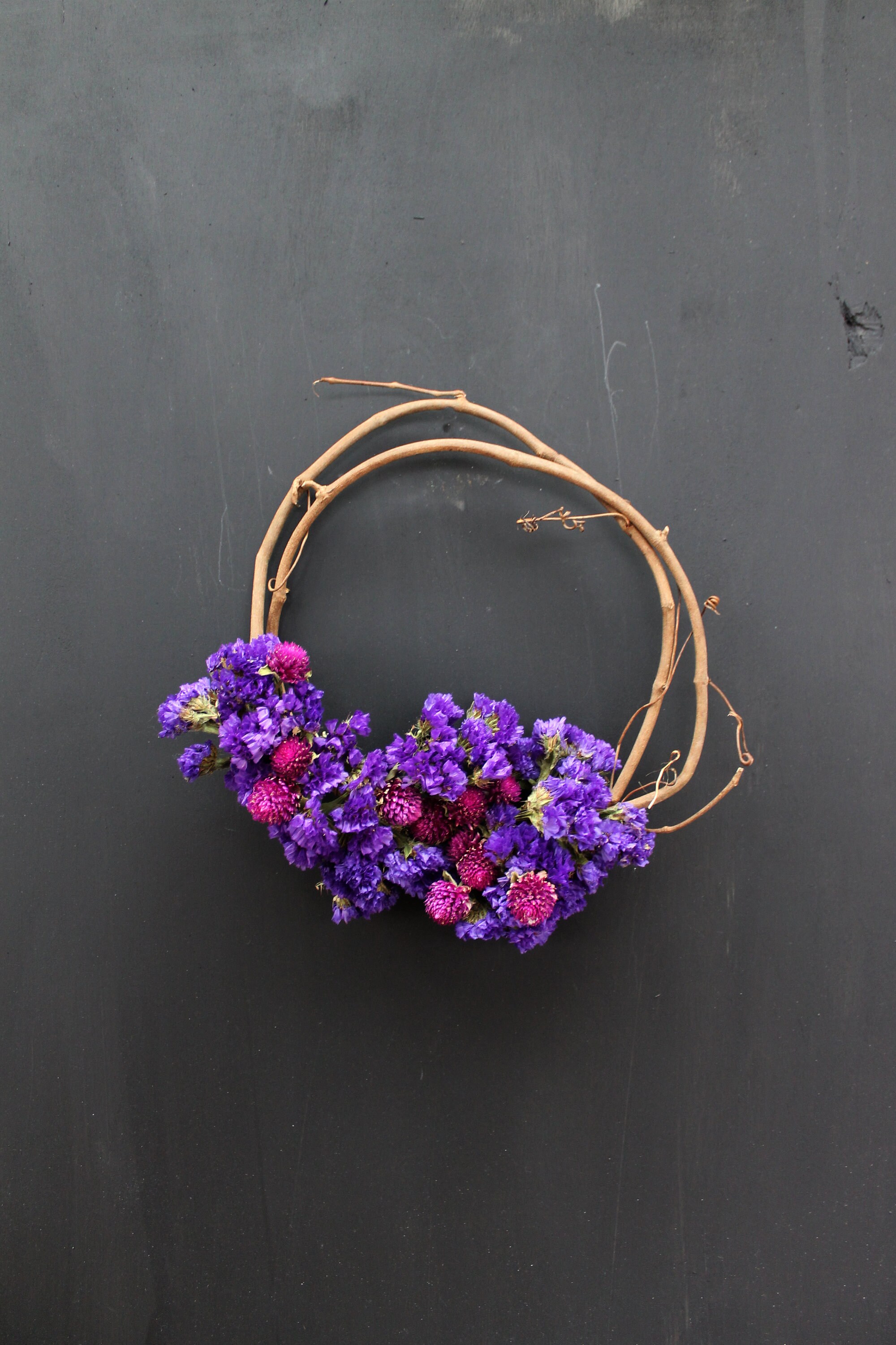 Dried Flower Wreath, Statice and Gomphrena - Etsy