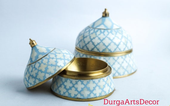 Bone Inlay Designer Blue Box / Suri Box Set Of 3 | Etsy