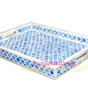 Bone Inlay Blue Moroccan Designer Inlay Tray - Etsy