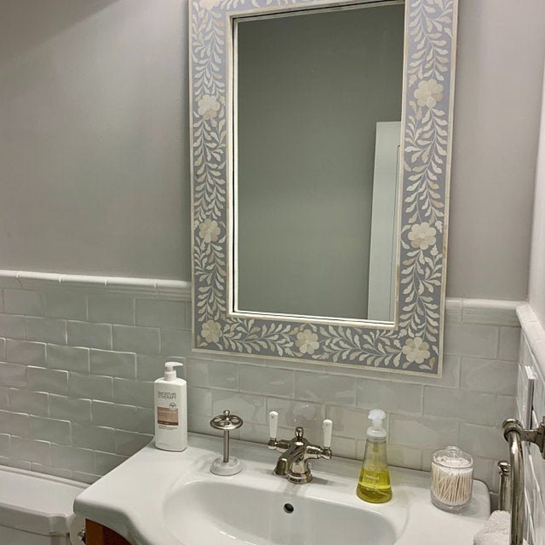 Gray Bone Inlay Designer Mirror Frame With Free Mirror - Etsy