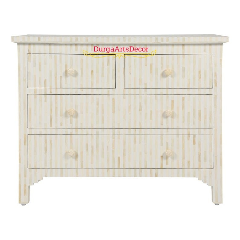 Bone Inlay White Geometric Pattern Chest Of 4 Drawers Dressers ...