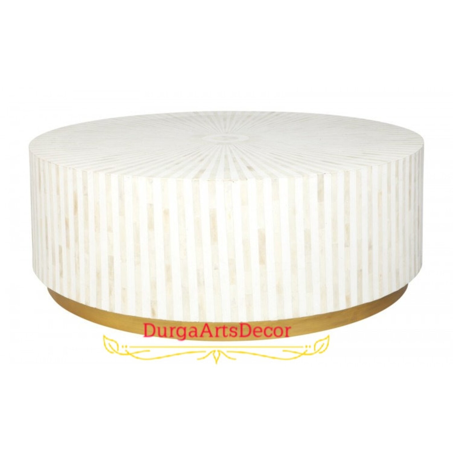 Bone Inlay Strip Pattern Round Coffee Table - Etsy