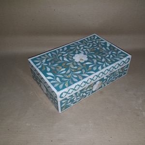 Mother of Pearl Inlay Turquoise Floral Designer Box / Multipurpose Box ...