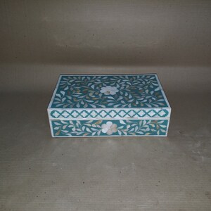 Mother of Pearl Inlay Turquoise Floral Designer Box / Multipurpose Box ...