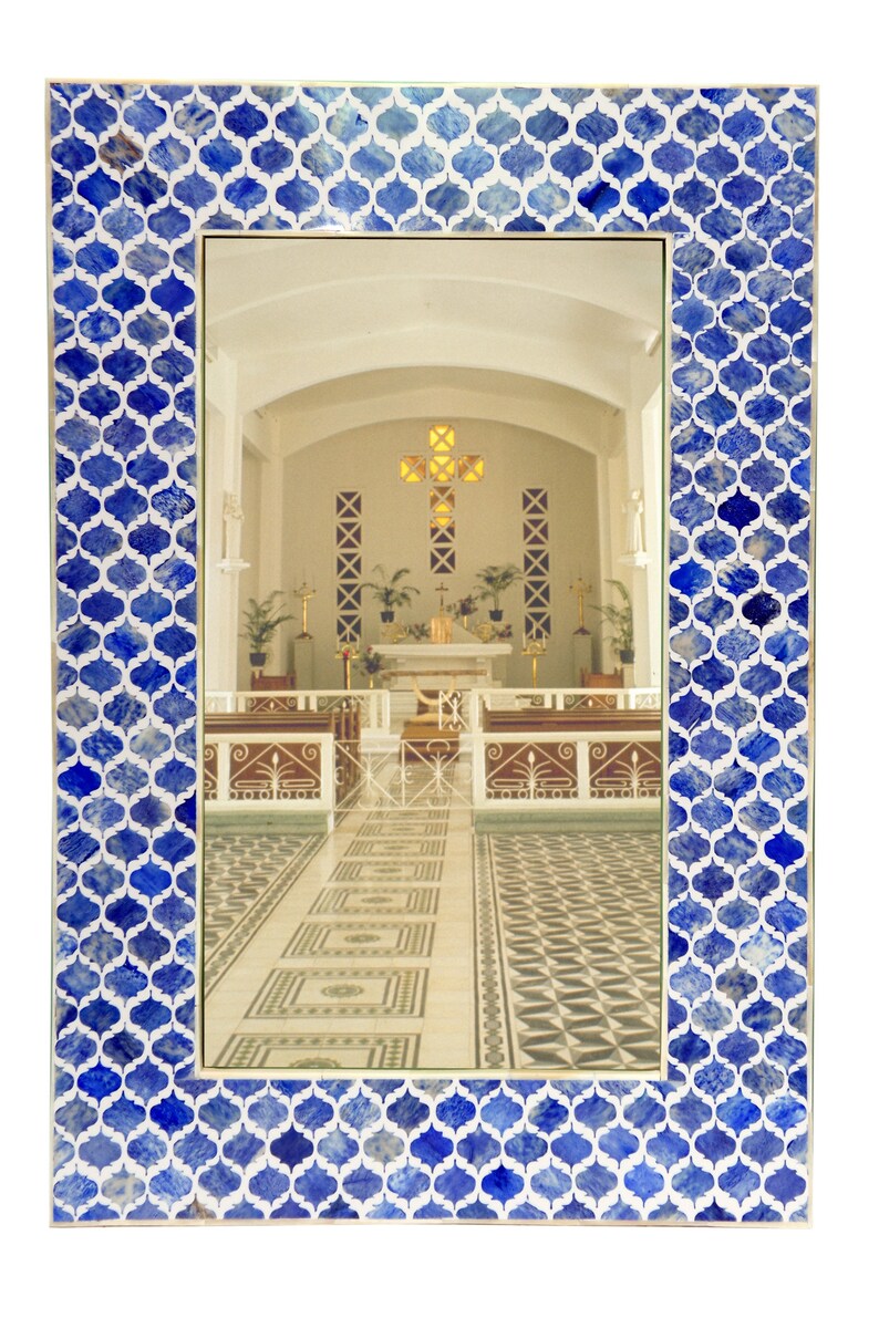 Blue Bone Inlay Designer Mirror Frame With Free Mirror - Etsy