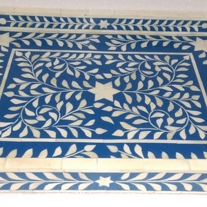 Handmade Bone Inlay Blue Designer Tray - Etsy