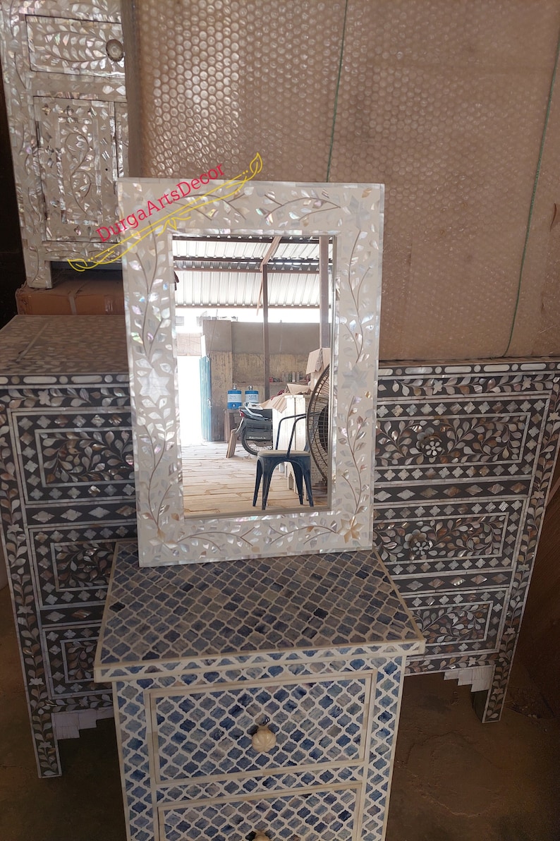 White Mother of Pearl Inlay Mirror Frame With Free Mirror - Etsy