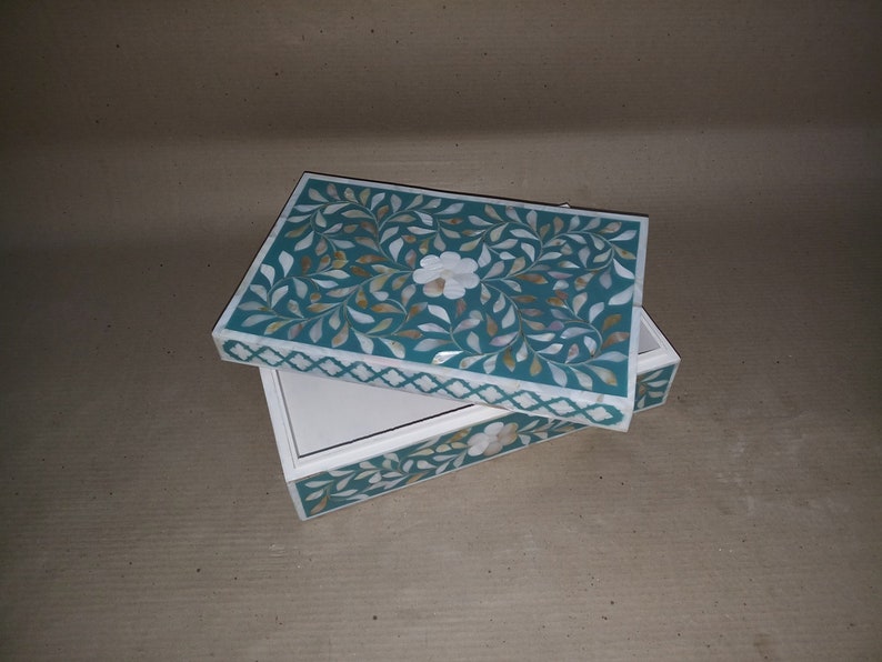 Mother of Pearl Inlay Turquoise Floral Designer Box / - Etsy