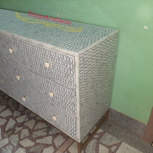 Bone Inlay Grey Celtic Pattern Chest of 6 Drawers , Bone Inlay ...
