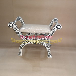 Pink Floral Pattern Bone Inlay Roman Chair - Etsy