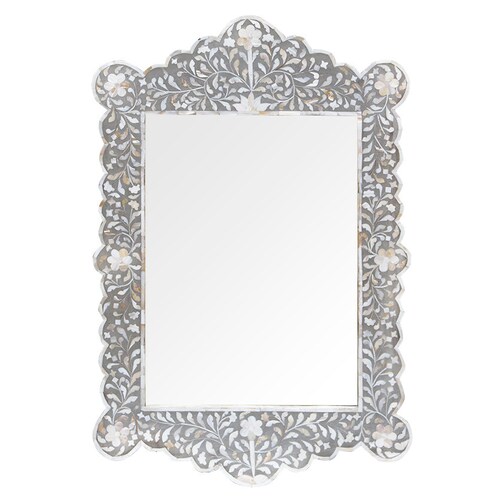 Mother of Pearl Inlay White Floral Pattern Mirror Frame With - Etsy