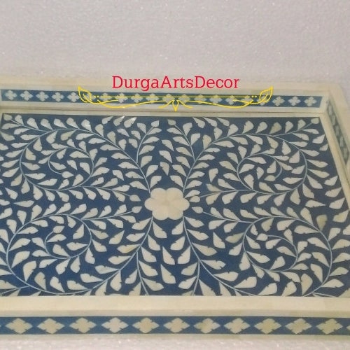 Bone Inlay Blue Moroccan Designer Inlay Tray - Etsy