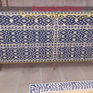 Ikat Navy Bone Inlay 3 Drawers Chest Cabinet Dresser - Etsy