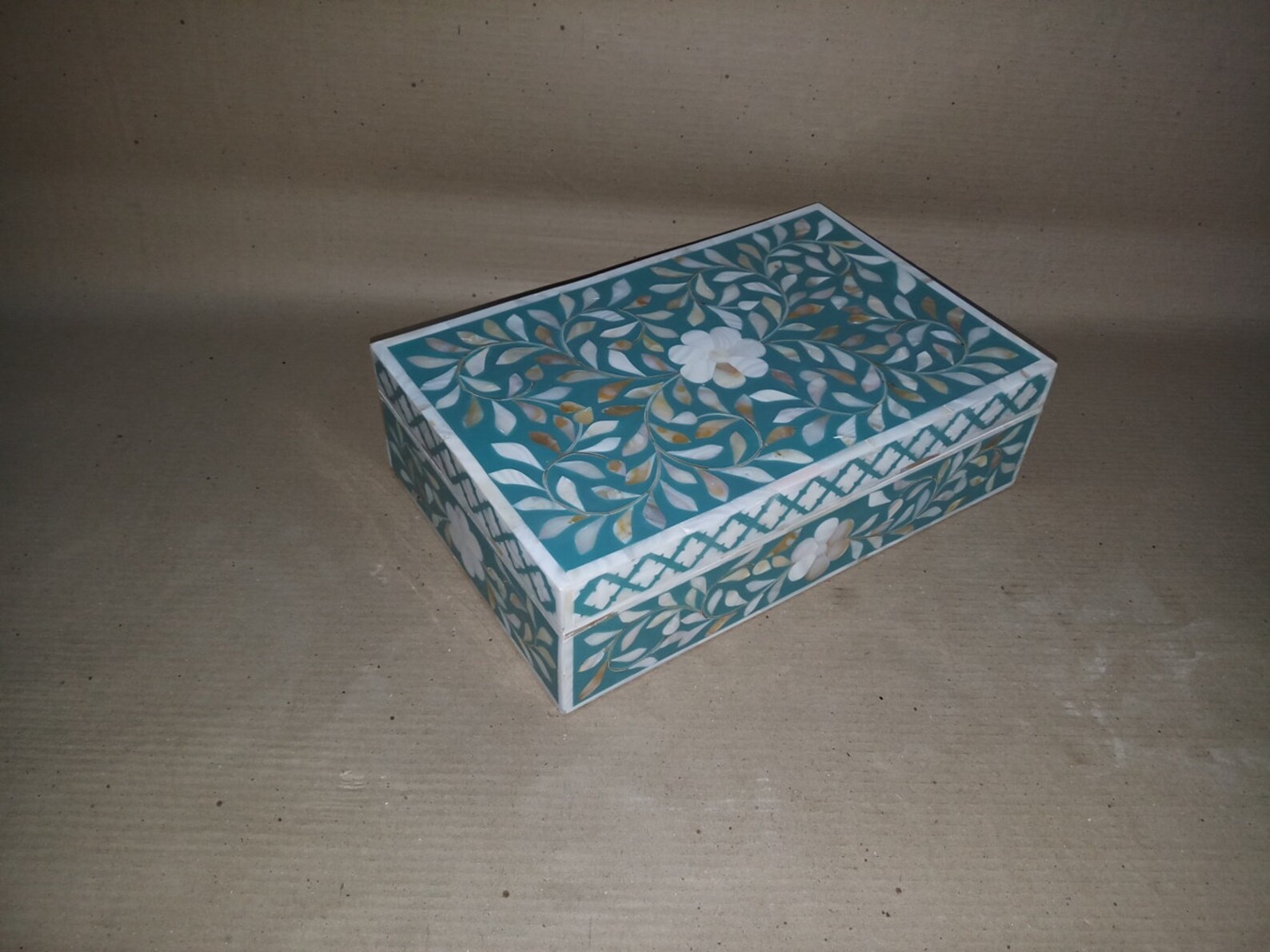 Mother Of Pearl Inlay Turquoise Floral Designer Box / | Etsy