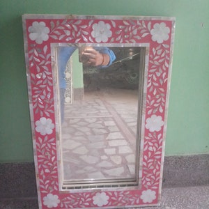 Mother of Pearl Inlay Pink Mirror Frame With Free Mirror - Etsy