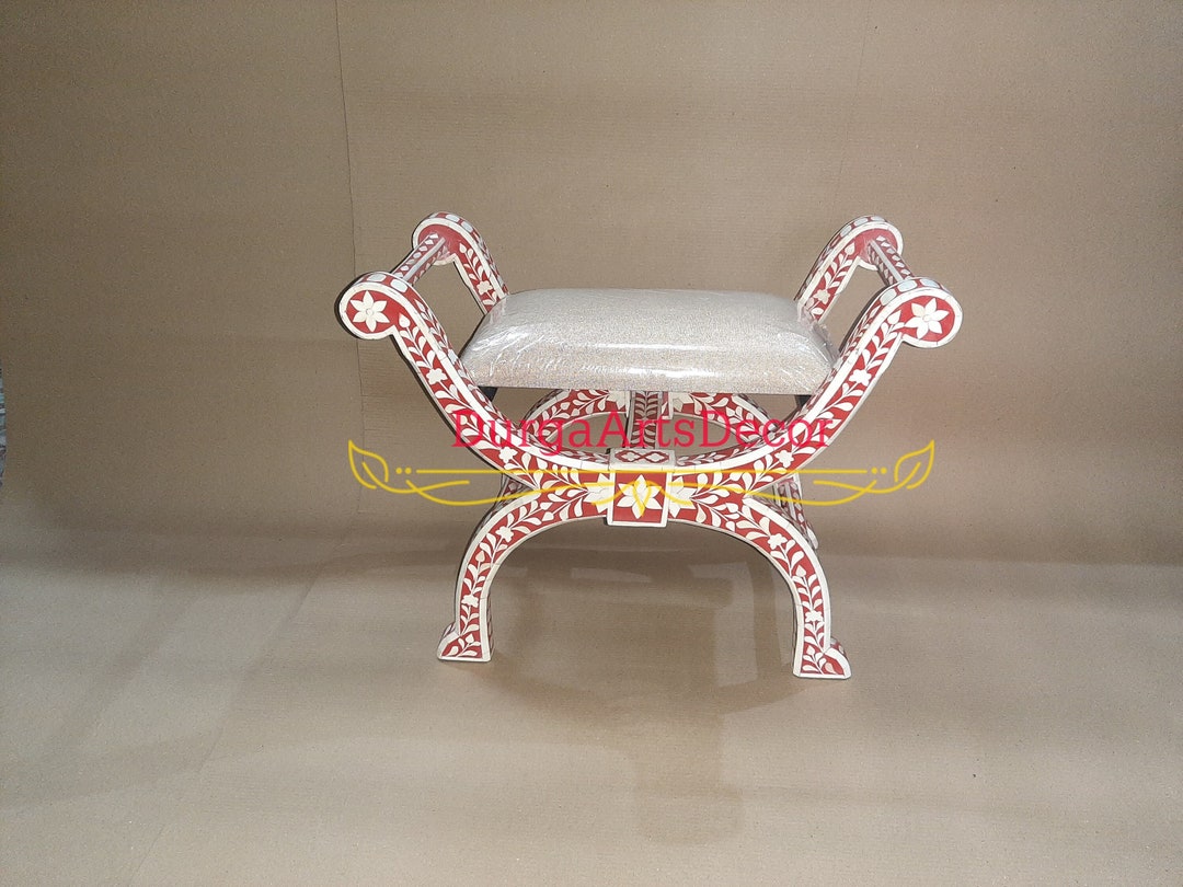 Pink Floral Pattern Bone Inlay Roman Chair - Etsy