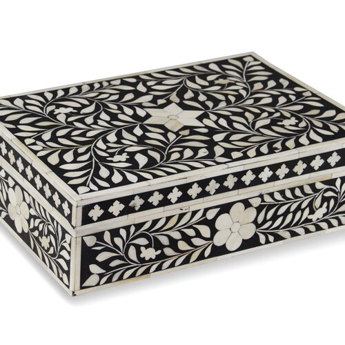 Mother of Pearl Inlay Turquoise Floral Designer Box / - Etsy