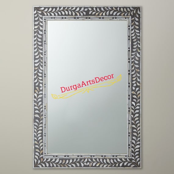 Mother of Pearl Inlay Grey Mirror Frame With Free Mirror - Etsy