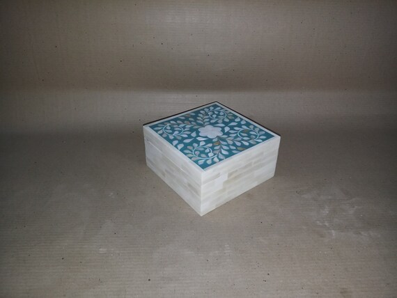 Turquoise Bone Inlay & Mother of Pearl Designer Box | Etsy
