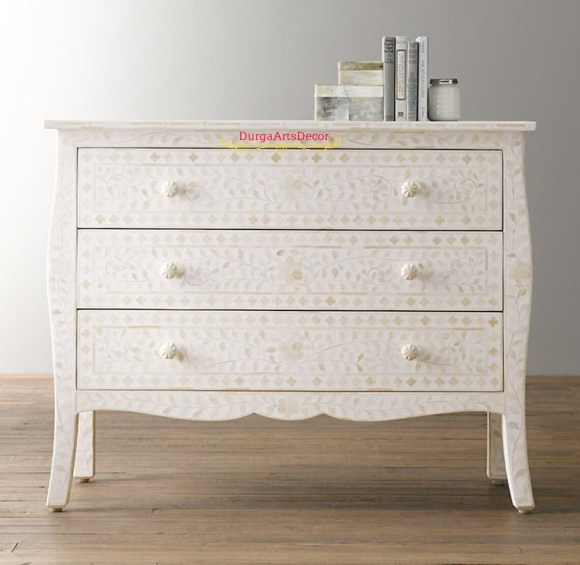 White Bone Inlay French Chest of 3 Drawer - Etsy