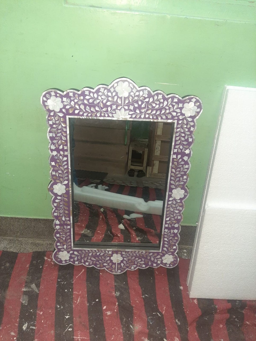 Bone Inlay Purple Floral Pattern Mirror Frame With FREE Mirror - Etsy