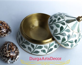 Bone Inlay Designer Green & White Box / Suri Box | Etsy