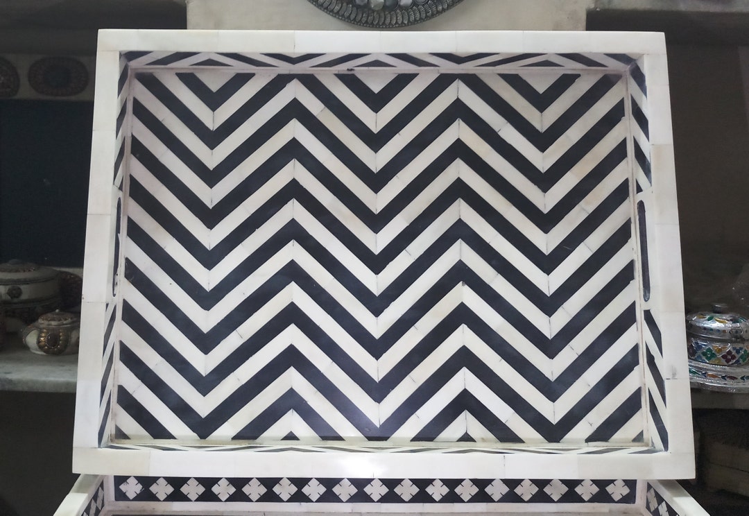 Bone Inlay Tray in Chevron Pattern - Etsy