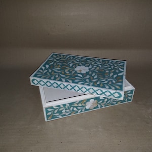 Mother of Pearl Inlay Turquoise Floral Designer Box / Multipurpose Box ...