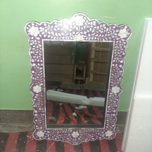 Bone Inlay Purple Floral Pattern Mirror Frame With FREE Mirror - Etsy