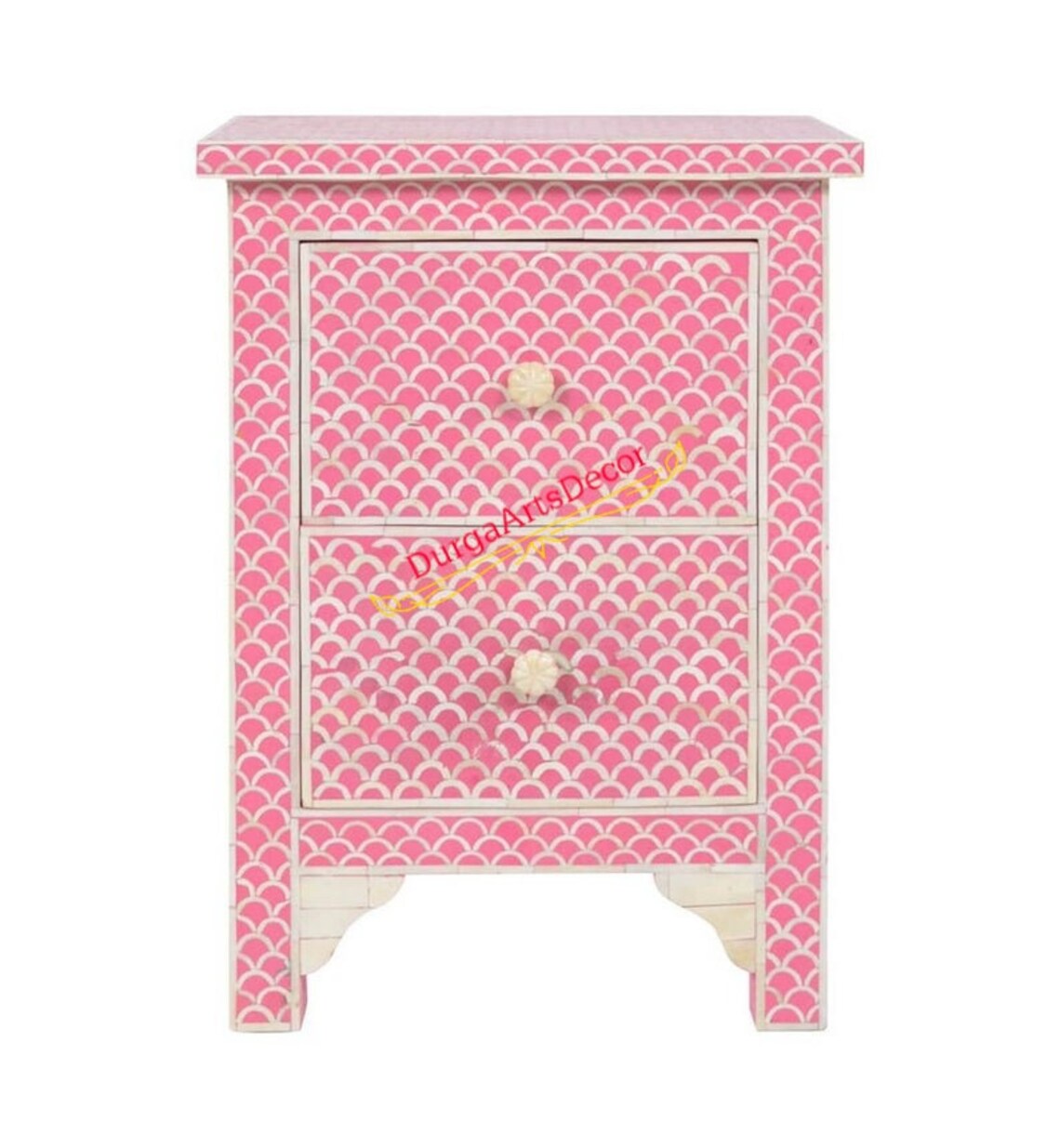 Designer Handmade Pink Bone Inlay Fish Scale Pattern 2 Drawers | Etsy