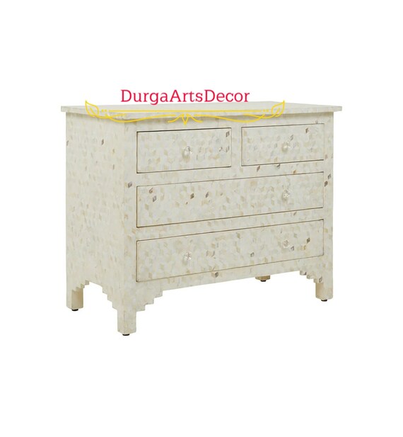 Bone Inlay White Geometric Pattern Chest Of 4 Drawers Dressers ...