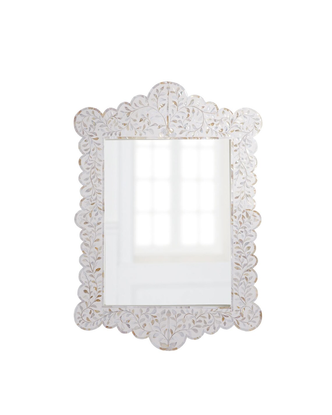 Mother of Pearl Inlay White Floral Pattern Mirror Frame With - Etsy