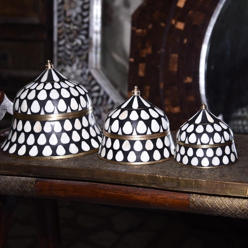 Handmade Horn Inlay Black Designer Pattern Round Suri Box / - Etsy