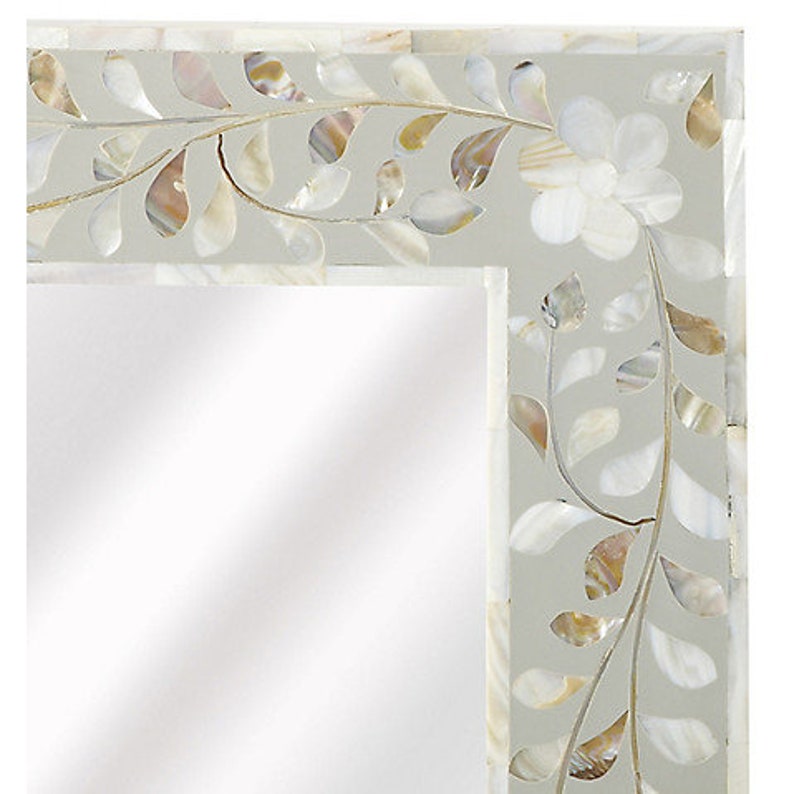 Mother of Pearl Inlay Light Grey Mirror Frame With Complimentary Mirror ...