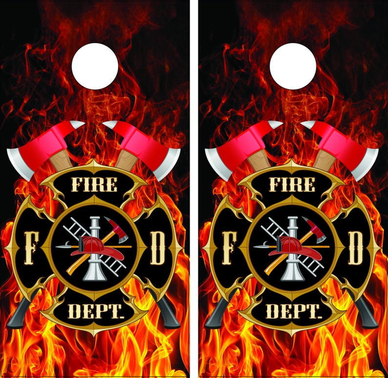 Fire Fighter Department Cornhole Board Skin Wrap Decal SET W/ - Etsy