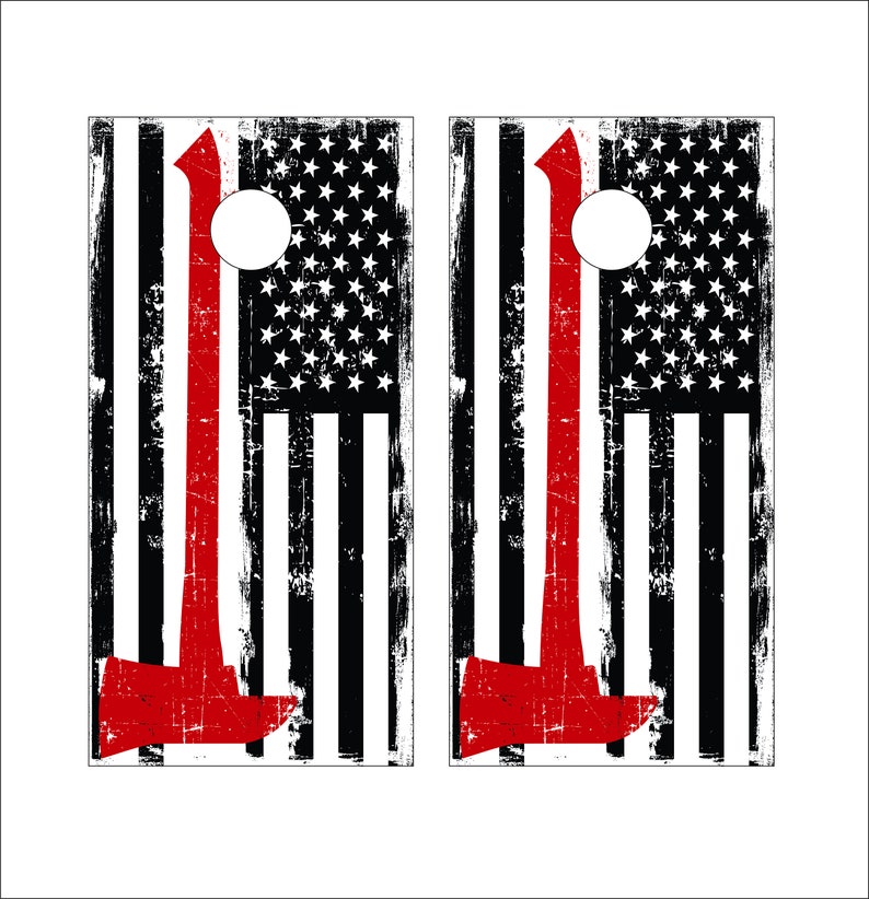 Firefighter Thin Red Line Axe Cornhole Board Skin Wrap Decal - Etsy
