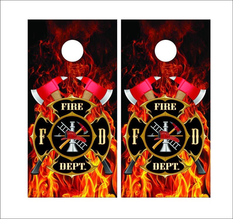 Fire Fighter Department Cornhole Board Skin Wrap Decal SET W/ | Etsy