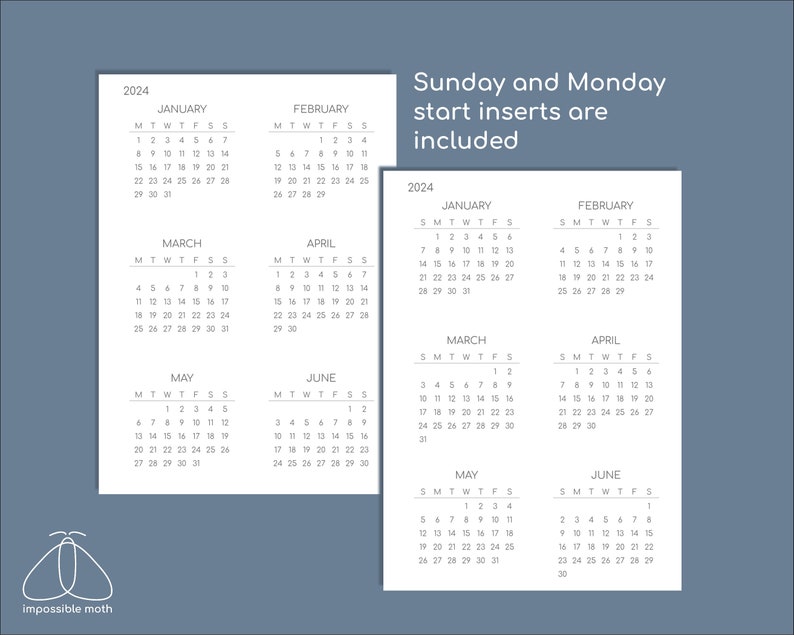 B6 Yearly Calendar 2024-2026 Printable Planner Inserts for TN, Monday ...
